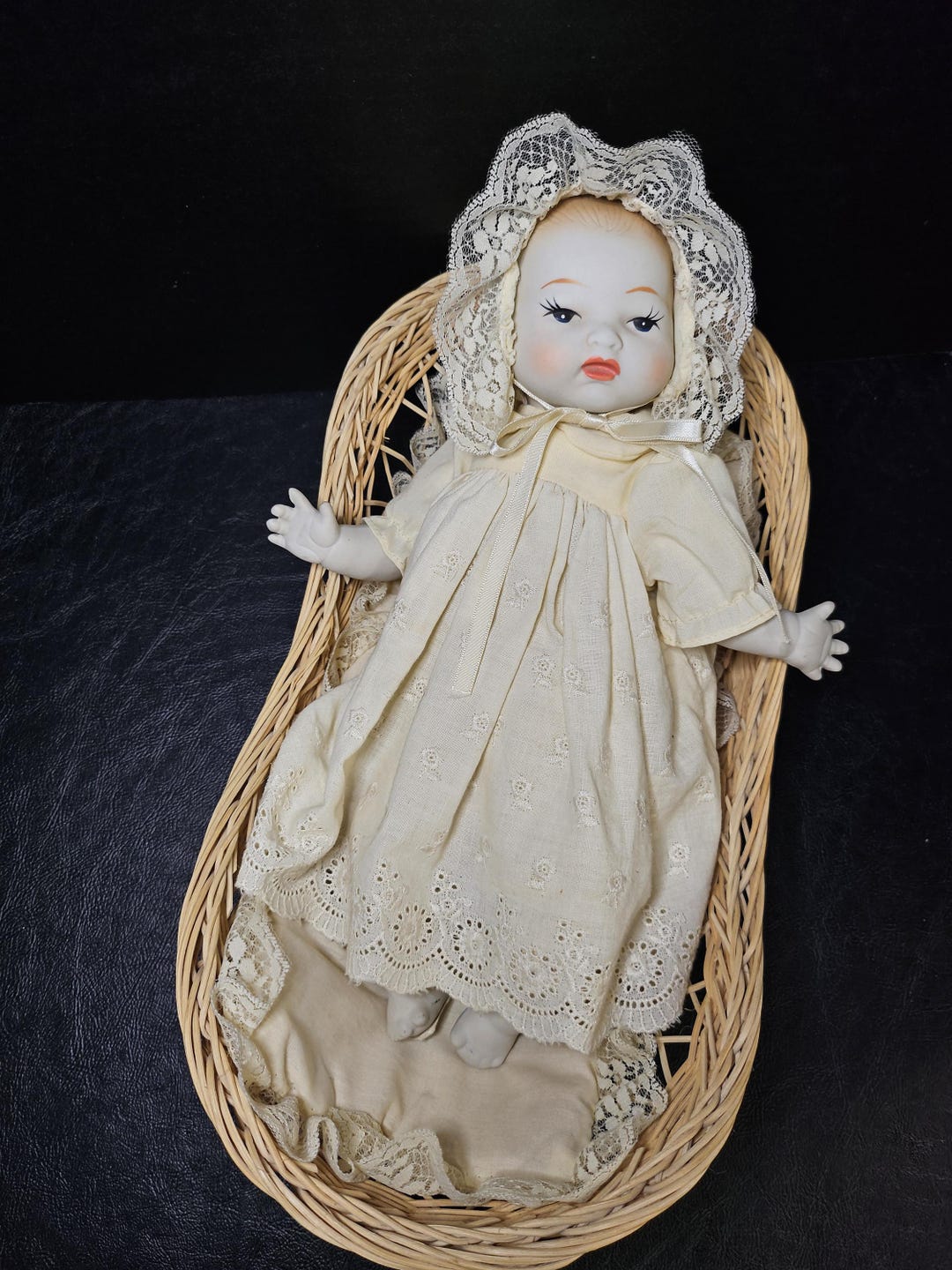 Schmid Doll Musical Porcelain Baby Doll Brahms Lullaby Music Box ...