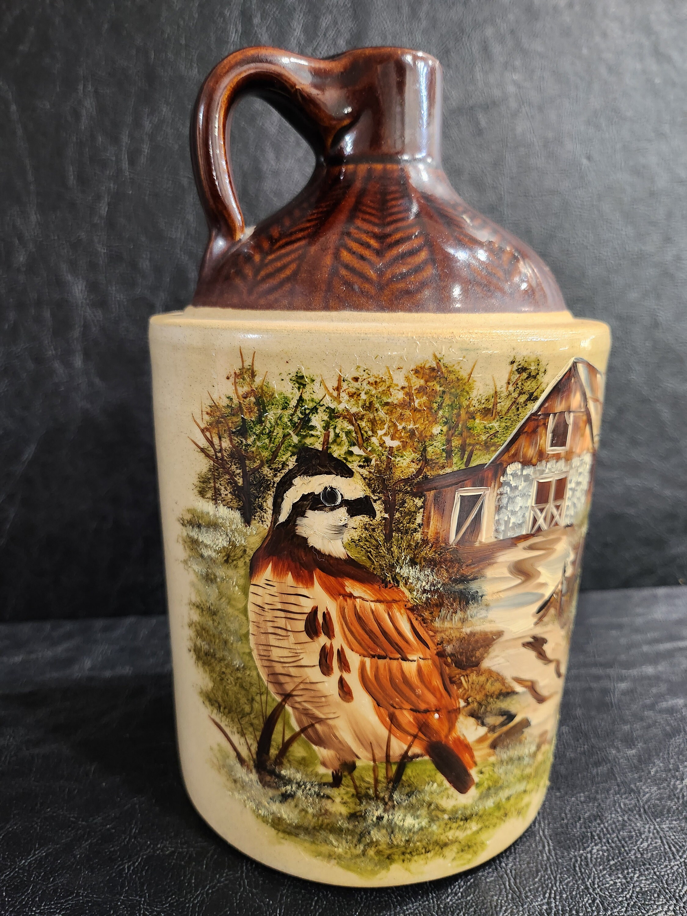 Vintage Hand Painted Farm Scene on Stoneware Jug - Etsy