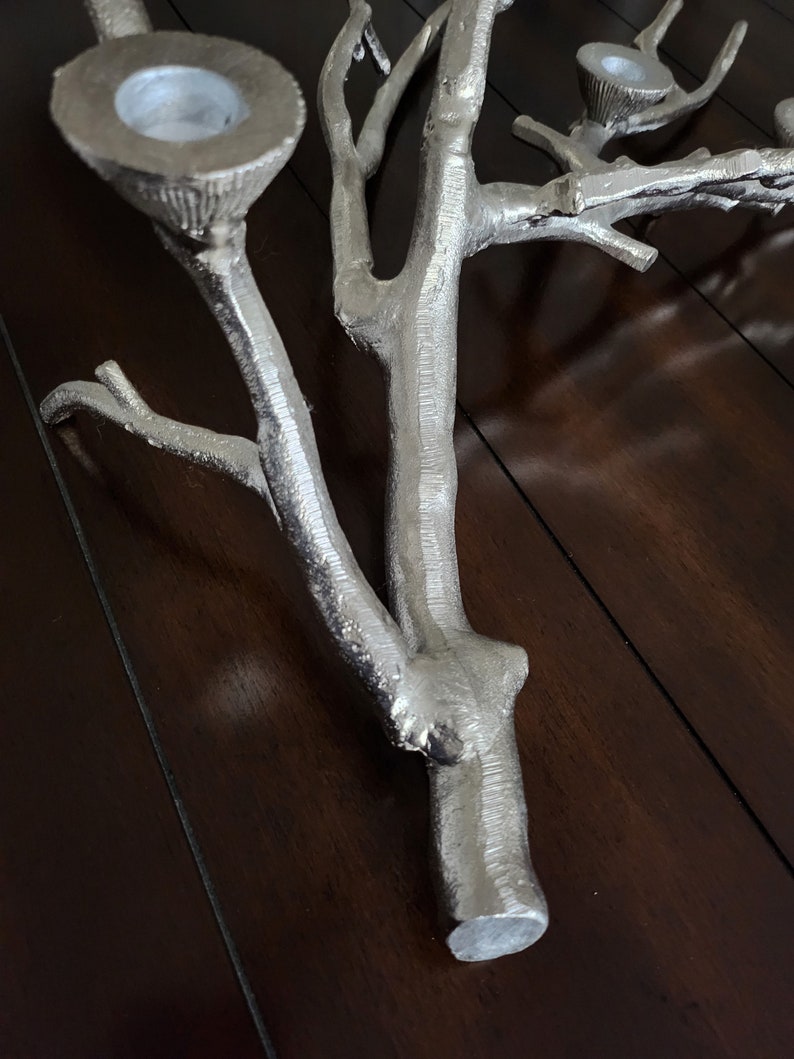 Unique Silver Tree Branch Candelabra 4 Candle Holders 23 Inches Long - Etsy