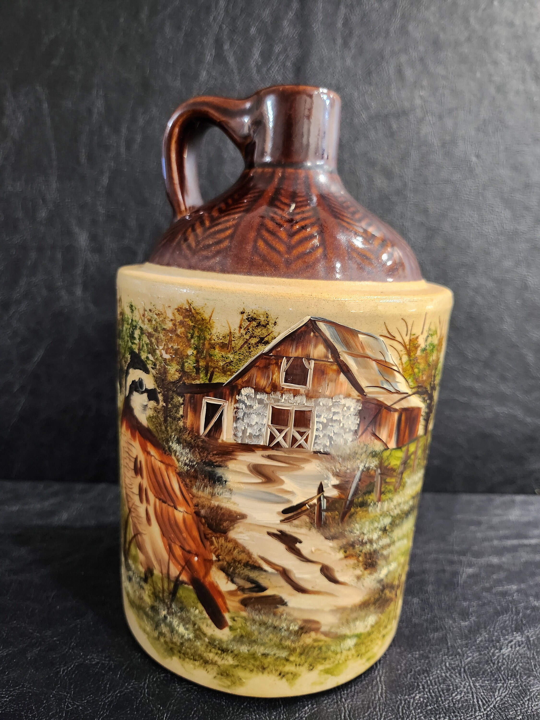 Vintage Hand Painted Farm Scene on Stoneware Jug - Etsy