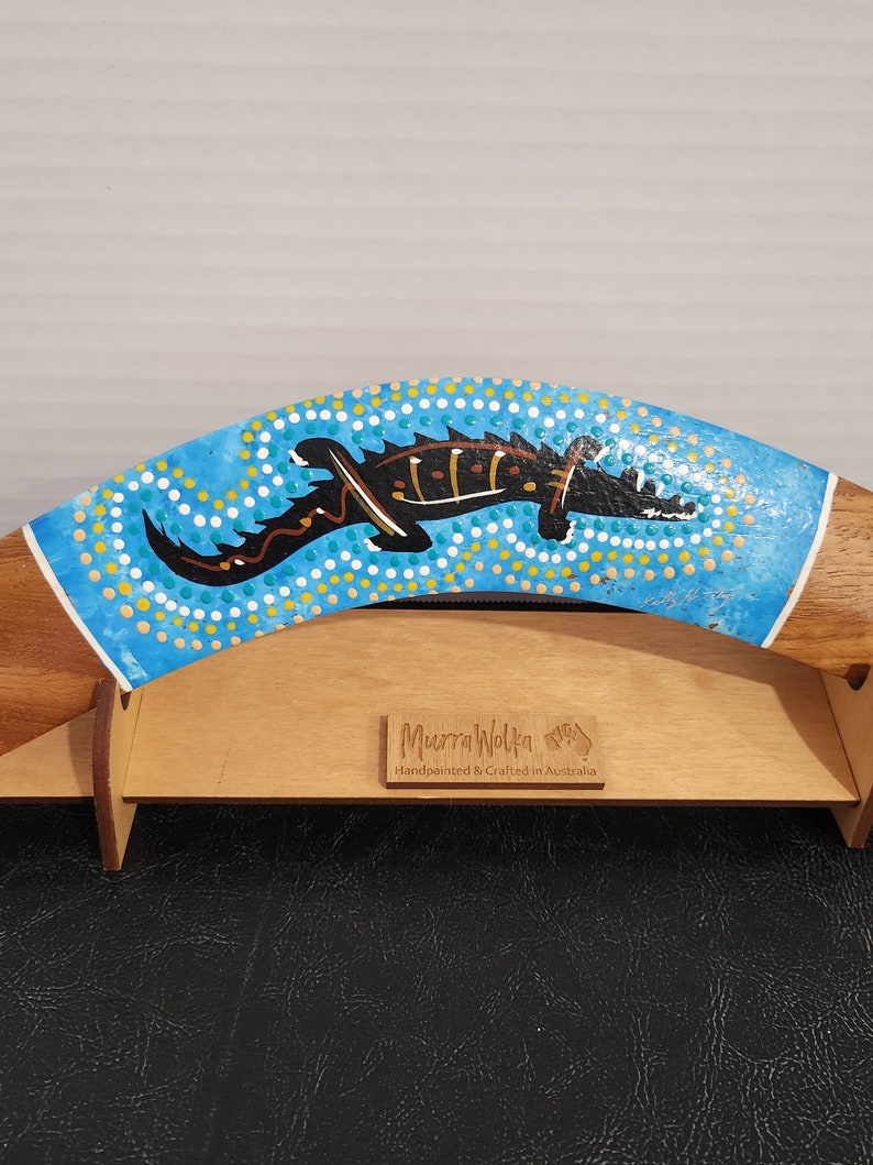 Aboriginal Boomerang Dot Art With Stand Australian Murra Wolk Creations ...