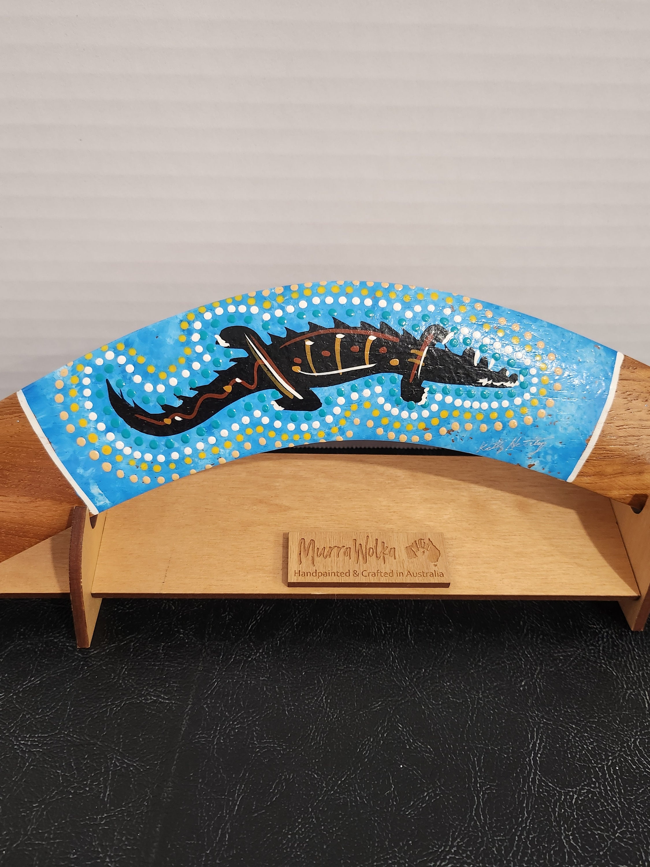 Aboriginal Boomerang Dot Art With Stand Australian Murra Wolk Creations ...