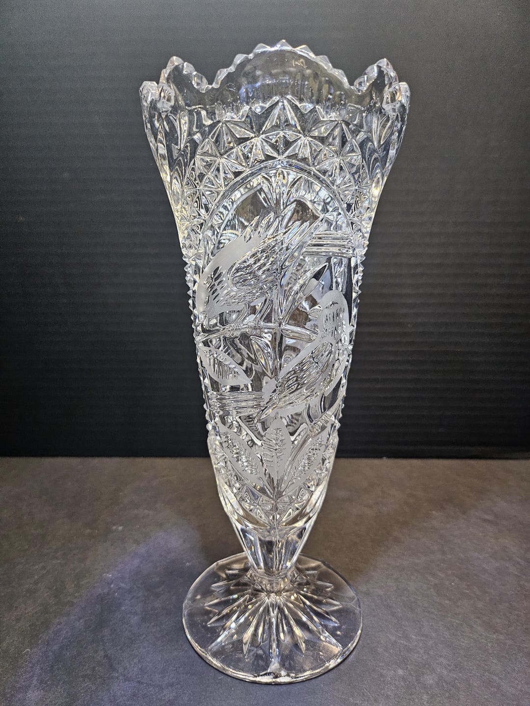 1940s Hofbauer Byrdes Aramis Birds Hand Cut Lead Crystal 10" Vase - Etsy