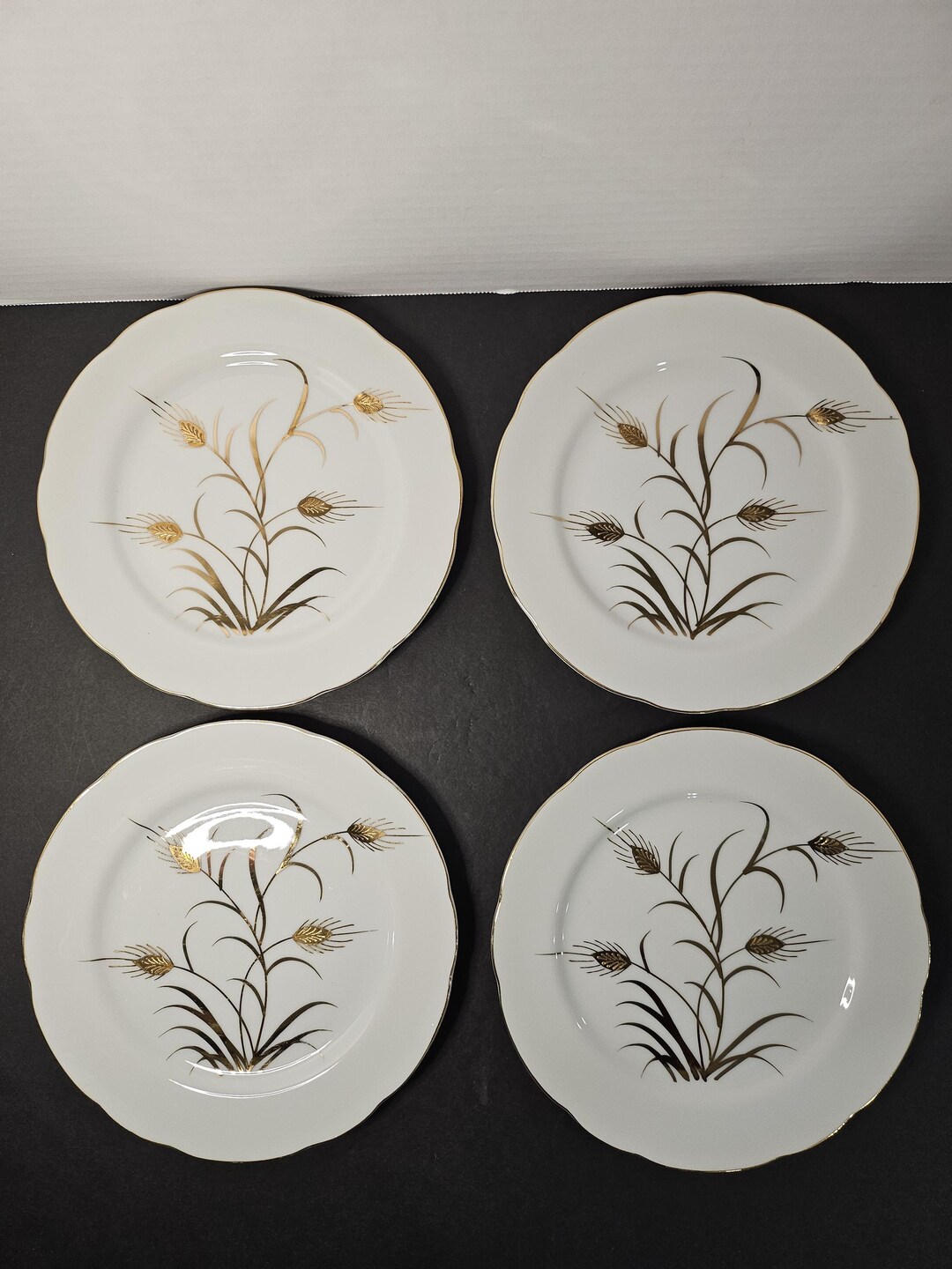 1950s Lefton China Gold Wheat Design and on Edge of White Set of 4 ...