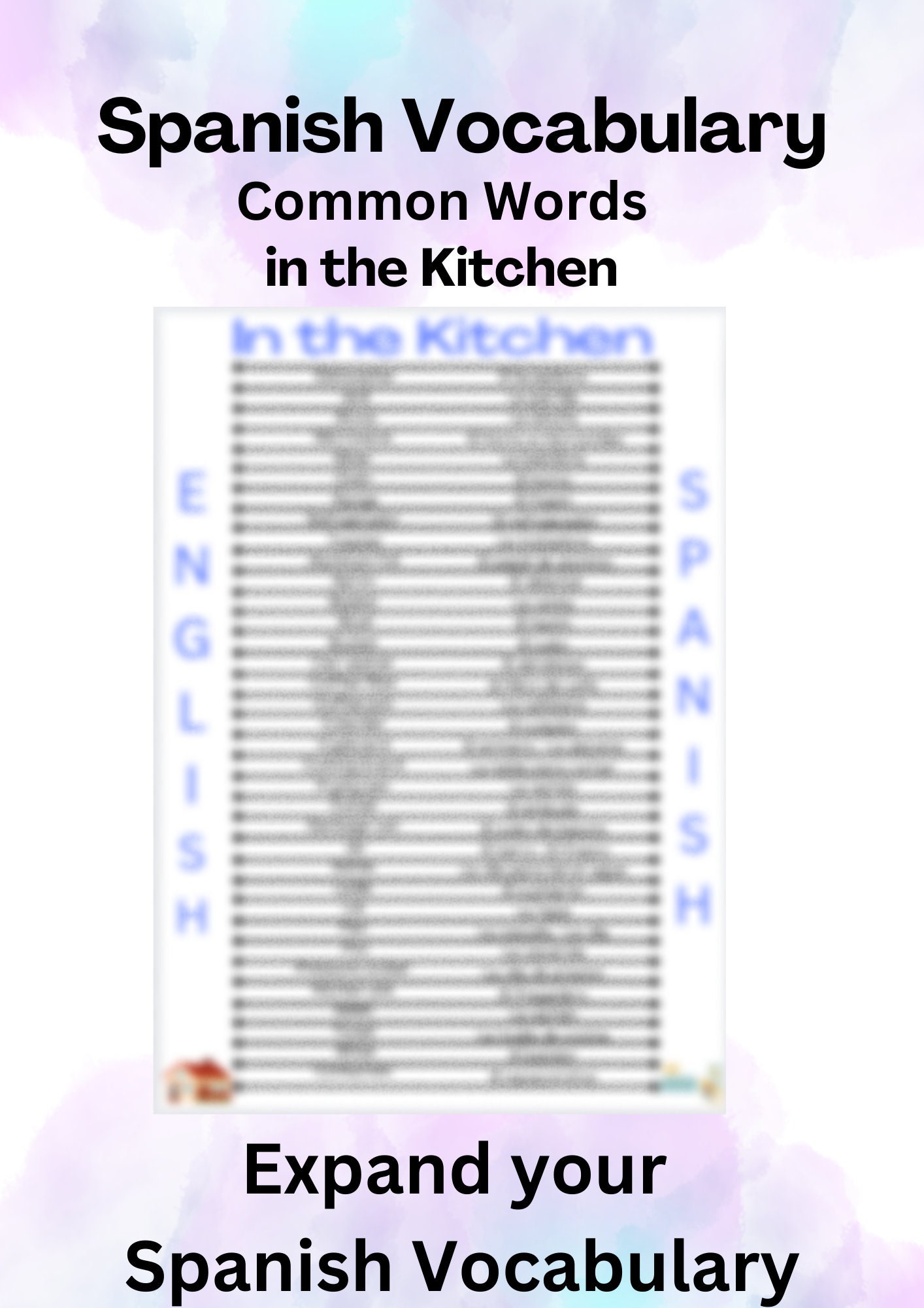 Spanish Vocabulary - in the Kitchen - Etsy
