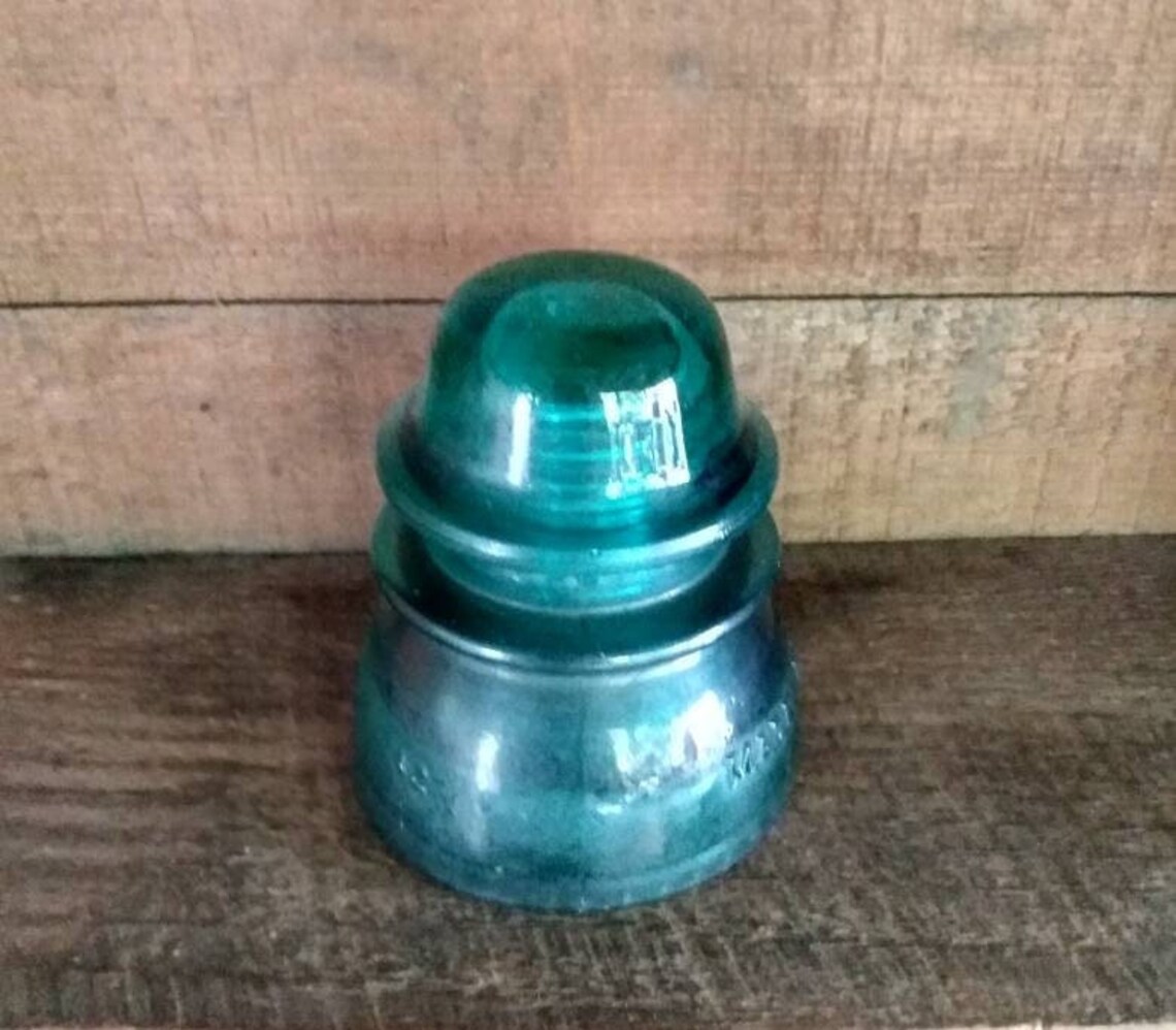 Hemingray - 42 Railroad Telegraph Insulator Blue Green Glass Made in ...