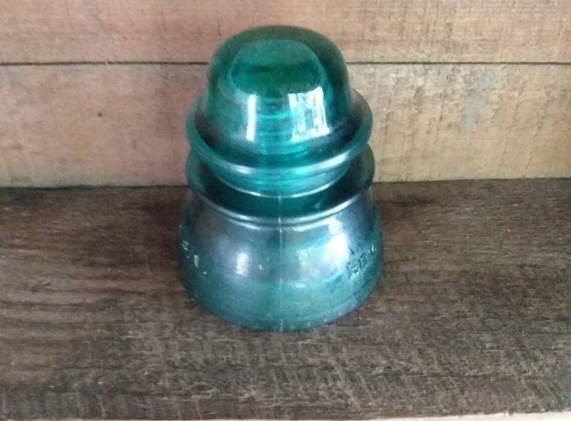 Hemingray - 42 Railroad Telegraph Insulator Blue Green Glass Made in ...