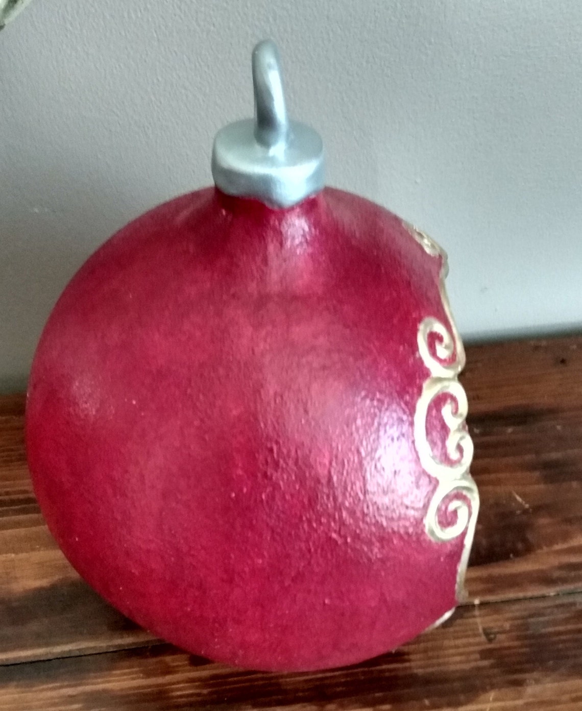 Nowell's Molds 1982 Red 10" Christmas Bulb With Santa, Reindeer and Elf ...