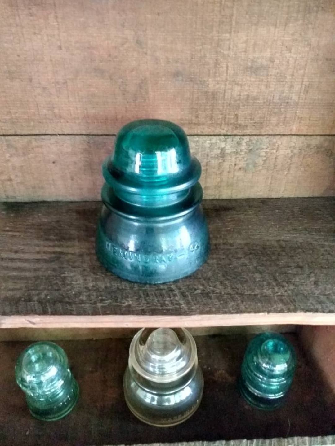 Hemingray - 42 Railroad Telegraph Insulator Blue Green Glass Made in ...