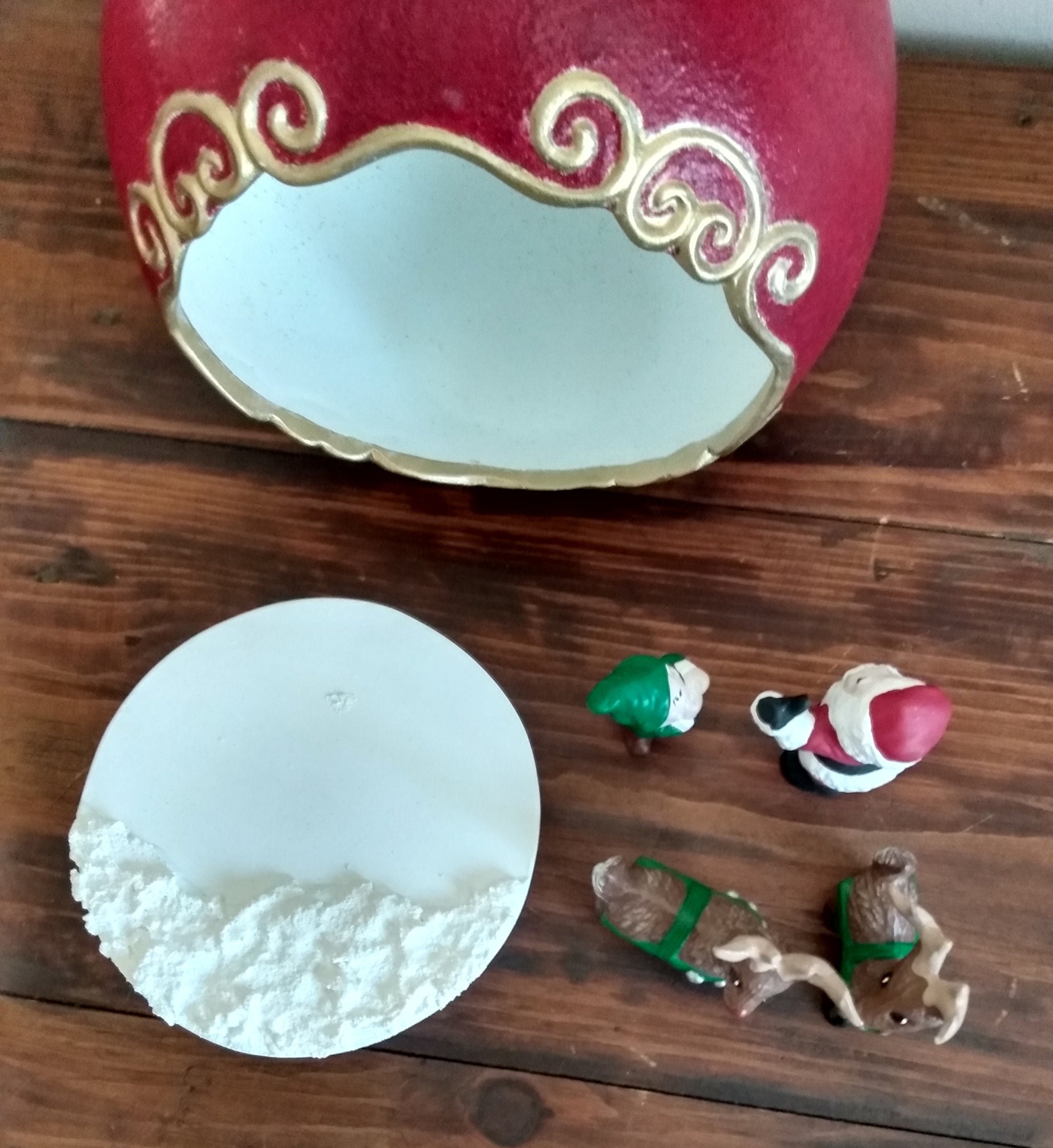 Nowell's Molds 1982 Red 10" Christmas Bulb With Santa, Reindeer and Elf ...