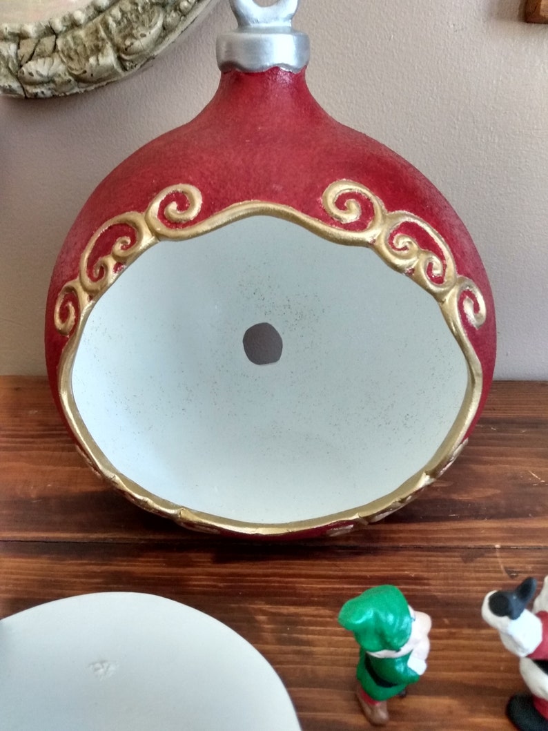 Nowell's Molds 1982 Red 10" Christmas Bulb With Santa, Reindeer and Elf ...