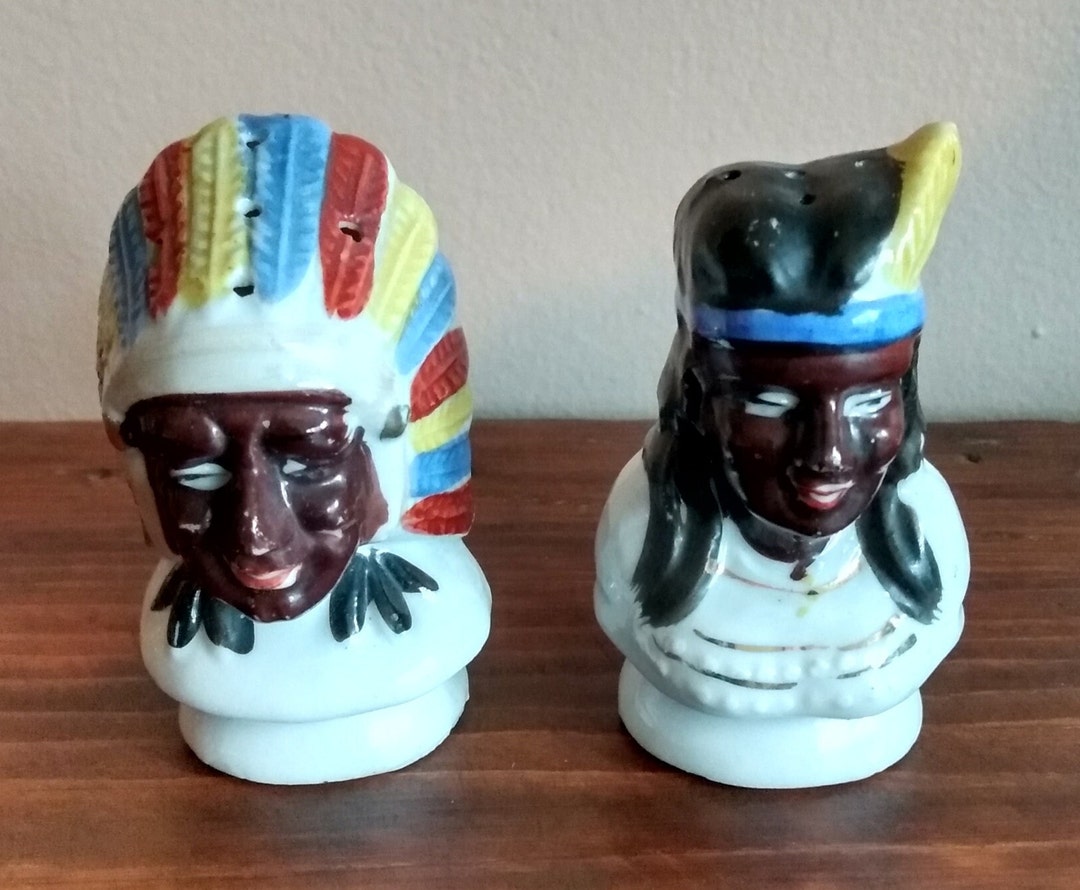 Vintage Ceramic Native American Indian Salt and Pepper Shakers Japan - Etsy