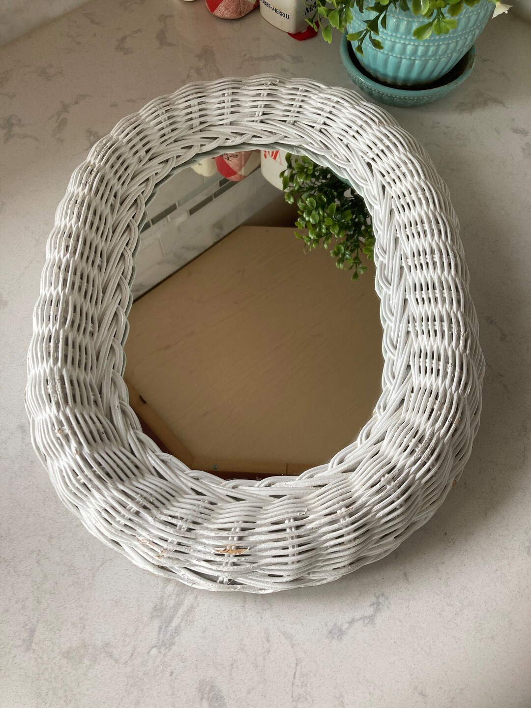 Vintage Wicker Mirror/ Wicker Wall Decor/ Boho Decor/lakehouse Decor ...