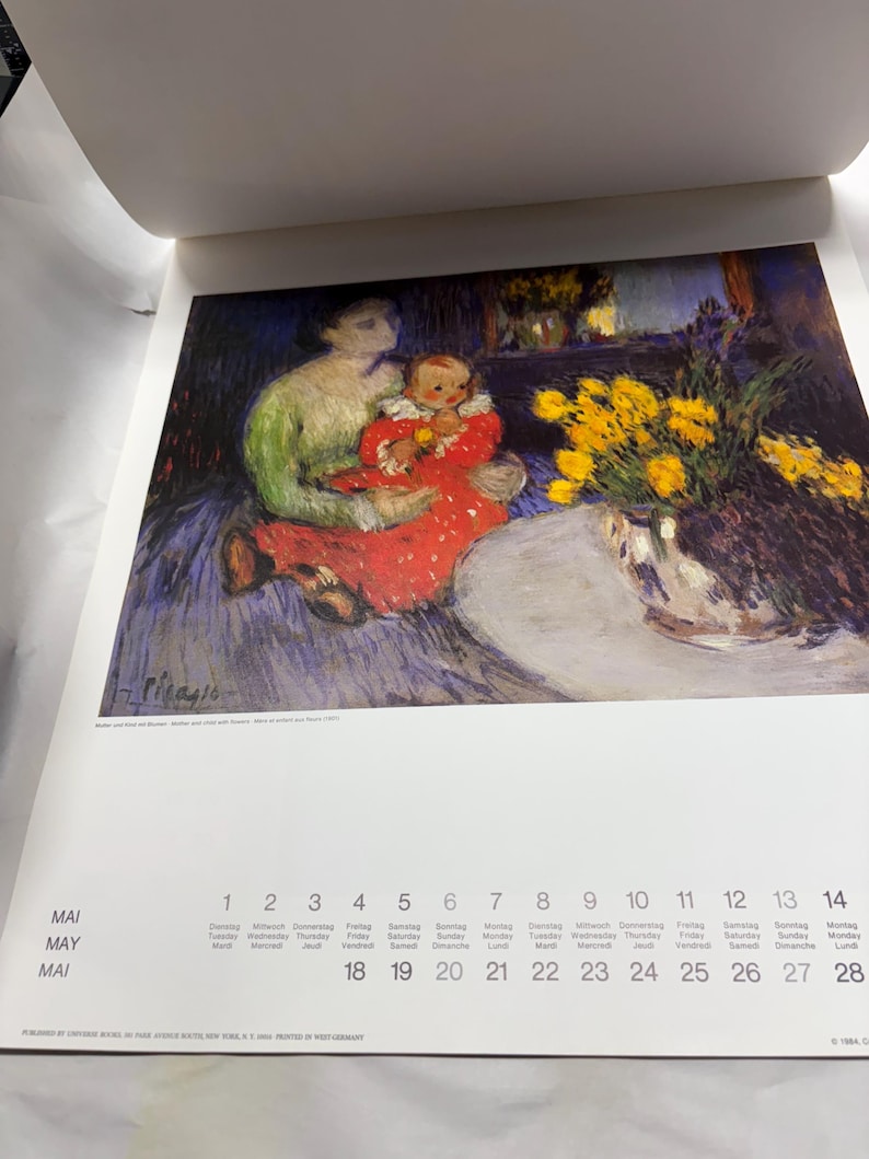 Vintage 1984 Picasso Art Calendar: Collectible Monthly Prints, West ...