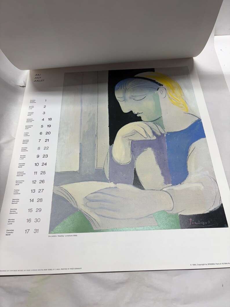 Vintage 1984 Picasso Art Calendar: Collectible Monthly Prints, West ...