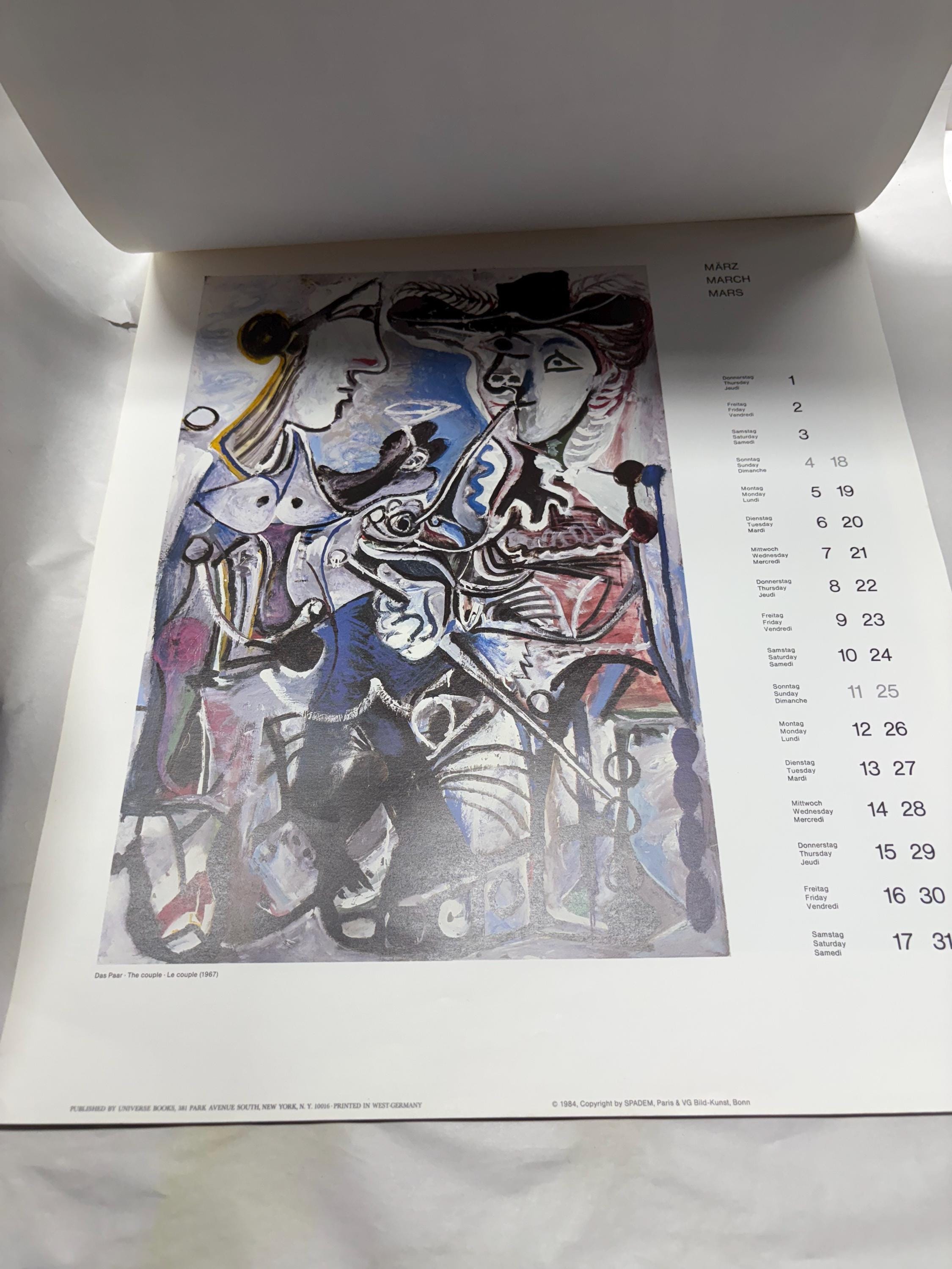 Vintage 1984 Picasso Art Calendar: Collectible Monthly Prints, West ...