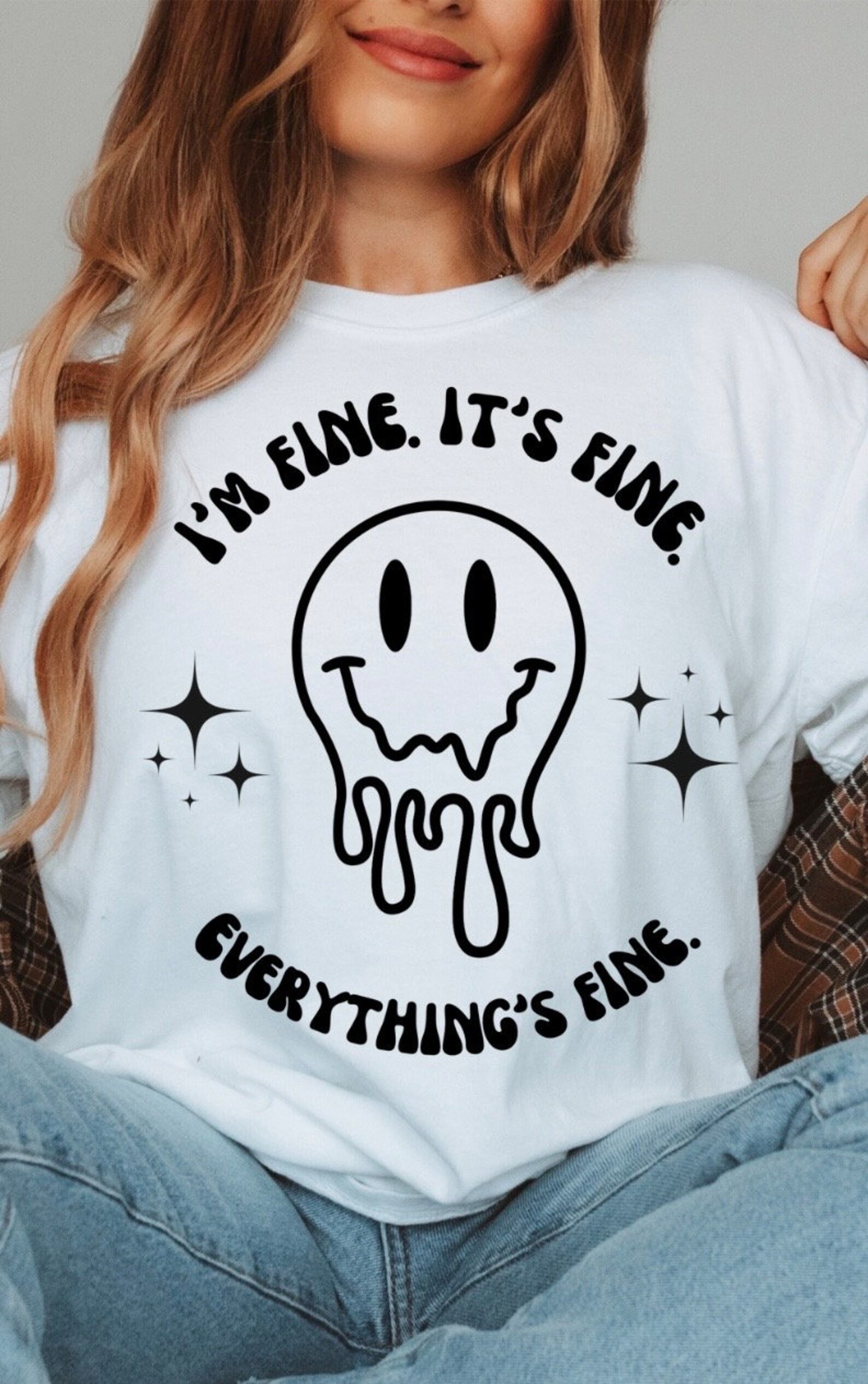 It's Fine Smiley Face SVG PNG - Melted Smiley - Digital Download - Etsy