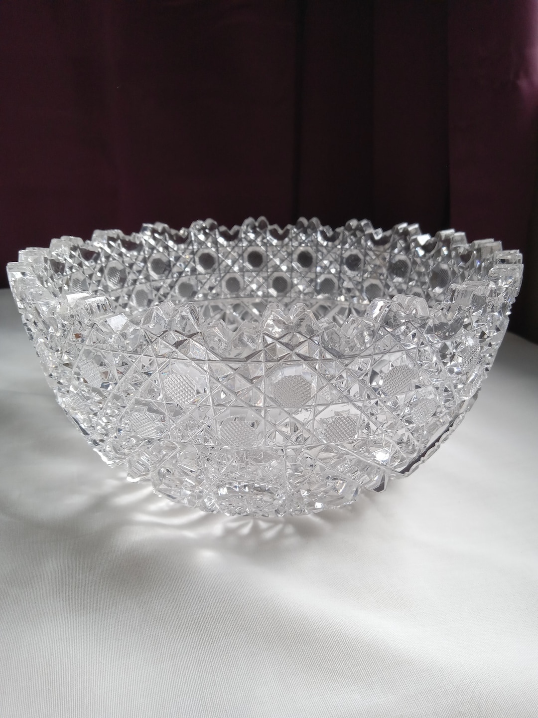 Antique RUSSIAN Cut, Cut Crystal Glass Bowl C 1900 H 3.5" D 8" - Etsy