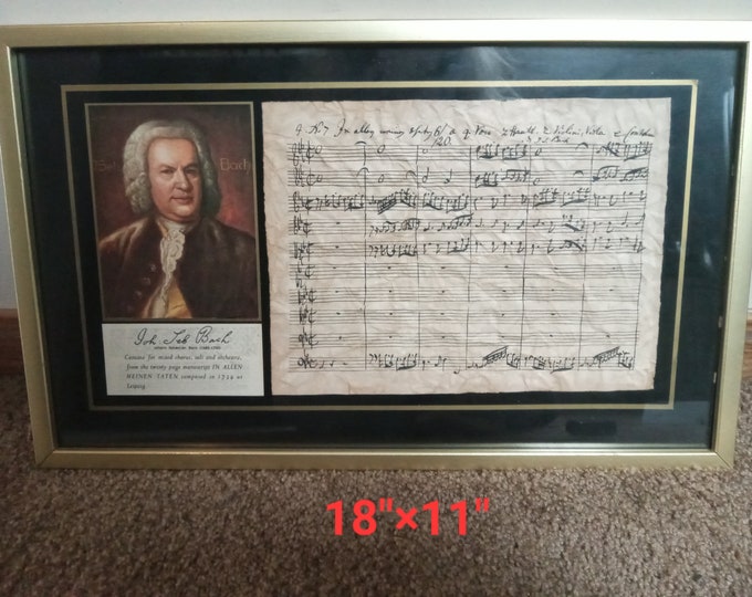 Rare Antique Johann Sebastian Bach Framed Hand Written Music Sheet and ...