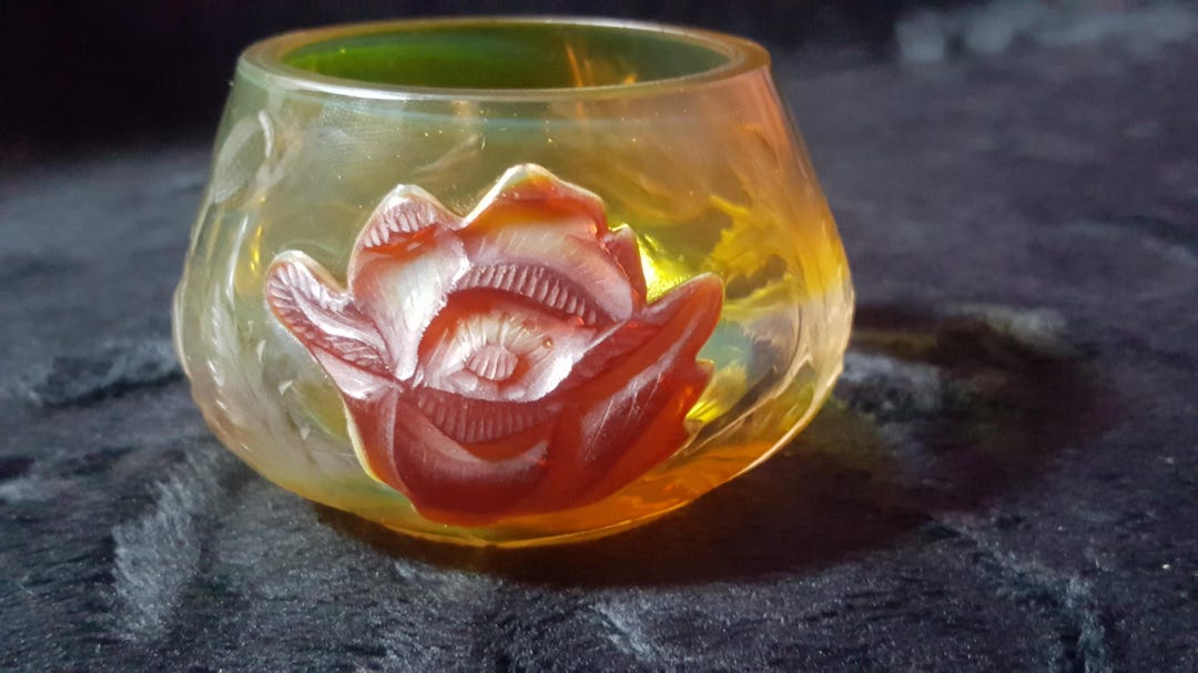 Antique Moser Crystal Vase: Art Nouveau Cameo Red Rose, C1900 - Etsy