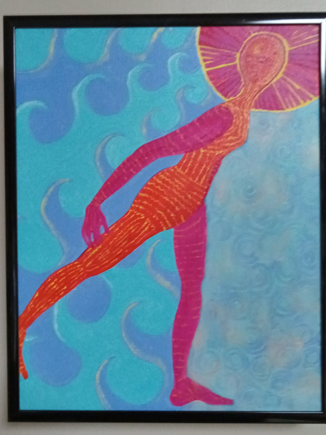 Vintage Framed Acrylic Surrealist Painting on Archival Canvas Titled ...