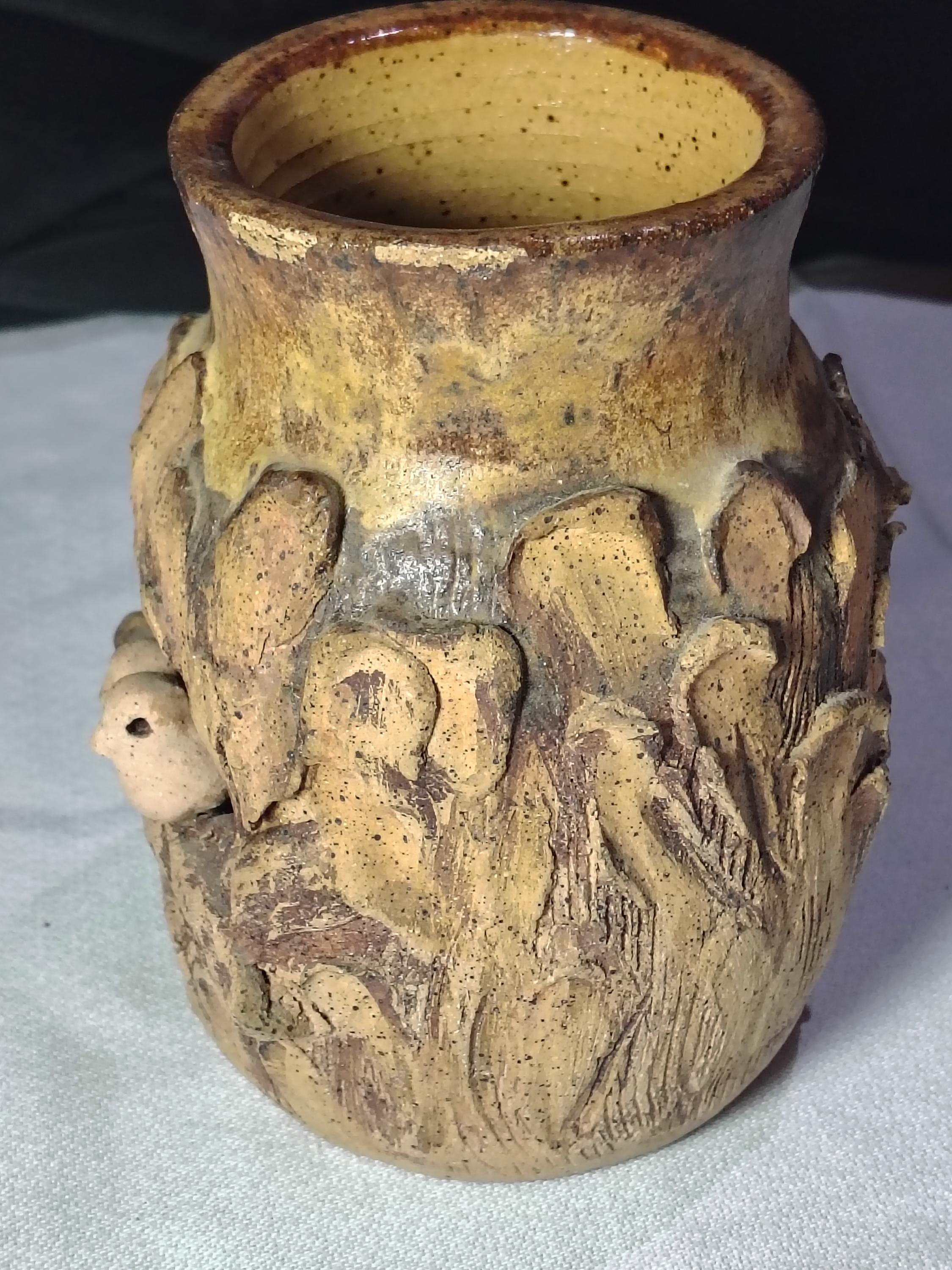 Vintage Studio Sculpted Stoneware Vase: Nesting Birds, Florence Gordon ...