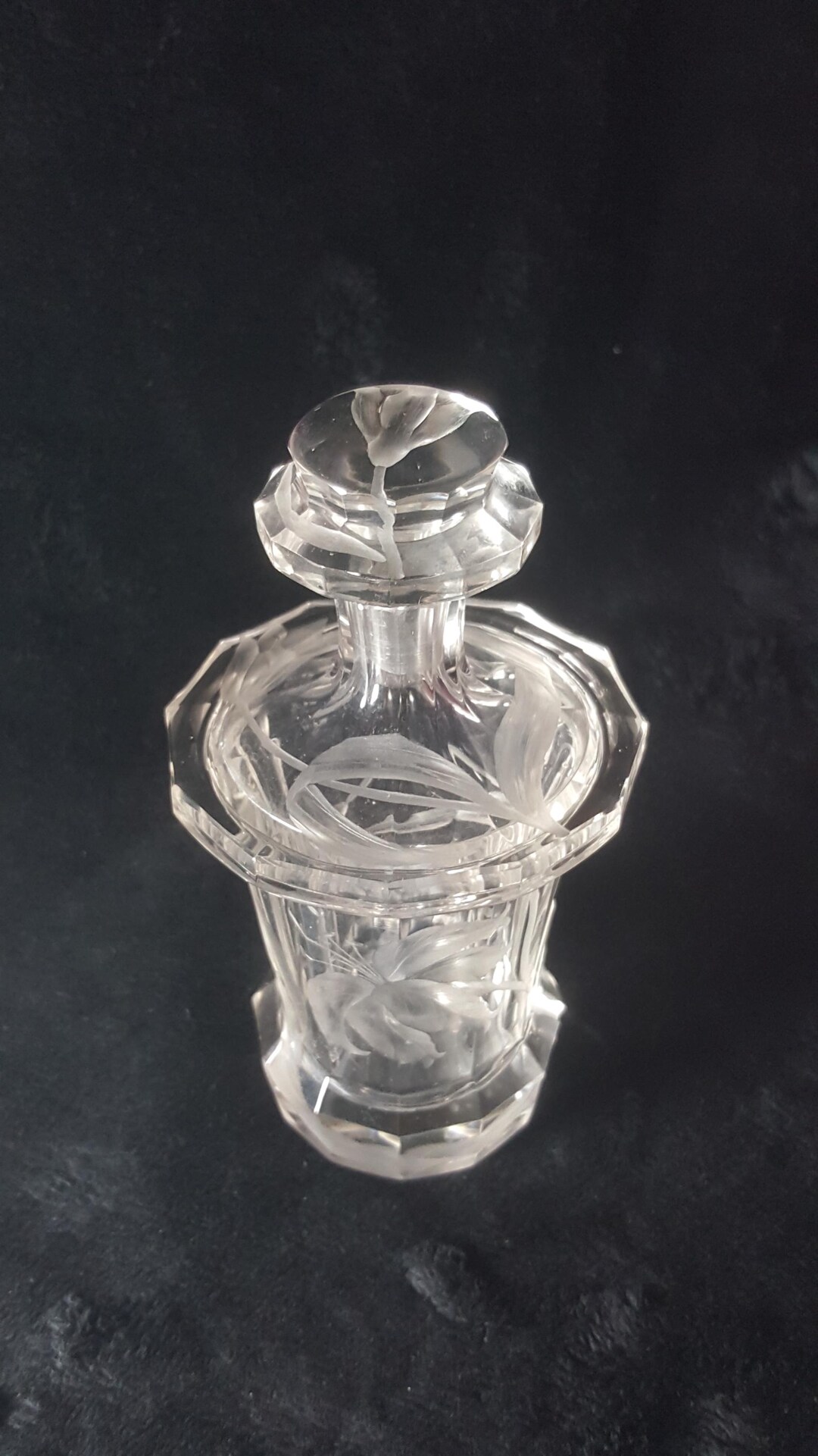 Rare C1915 Not MOSER Clear 12 Panel & LILY INTAGLIO Aftershave Bottle W ...