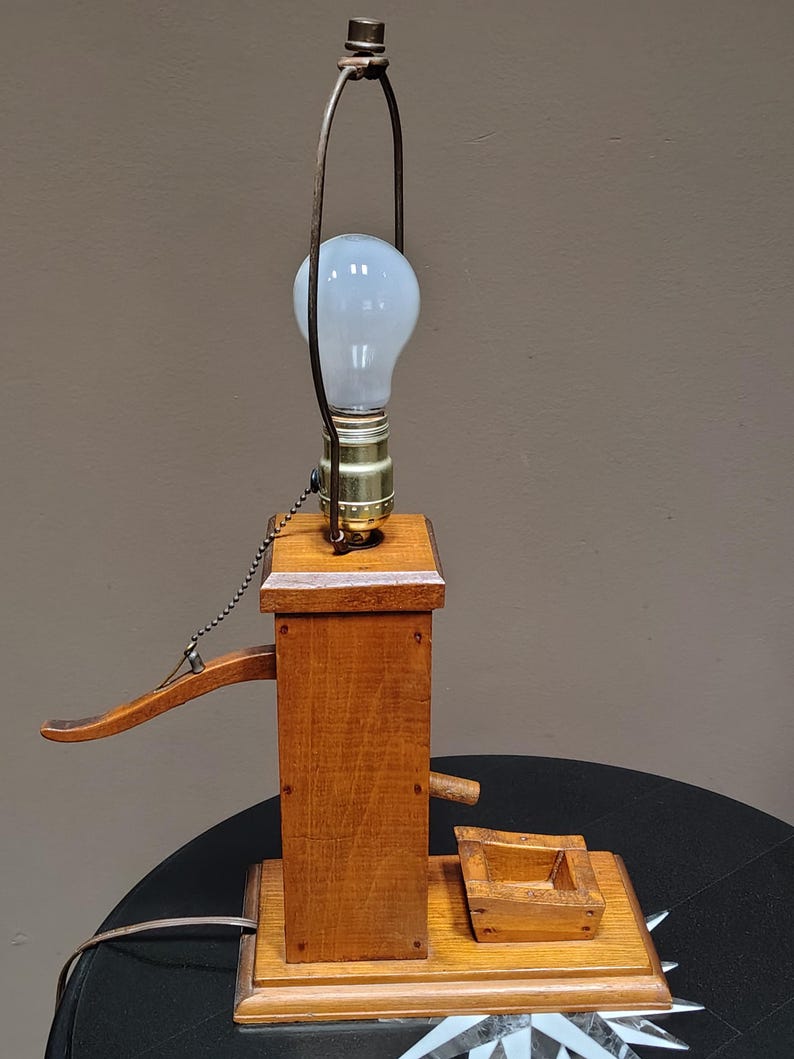 Arts and Crafts Handmade Wooden Water Pump 20" Table Accent Lamp ...