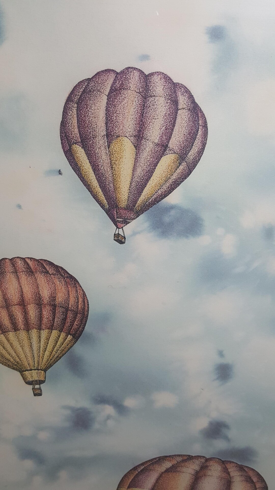 Large Modern Original Mixxed Media Hot Air Balloon Drawing Signed Susan ...
