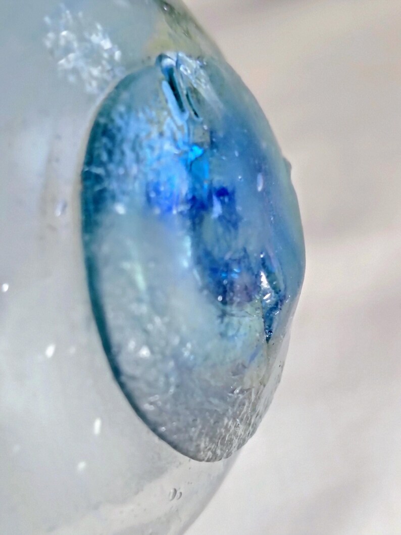 3.5" Antique Handblown Blue Japanese Glass Float Bubbles Throughout ...