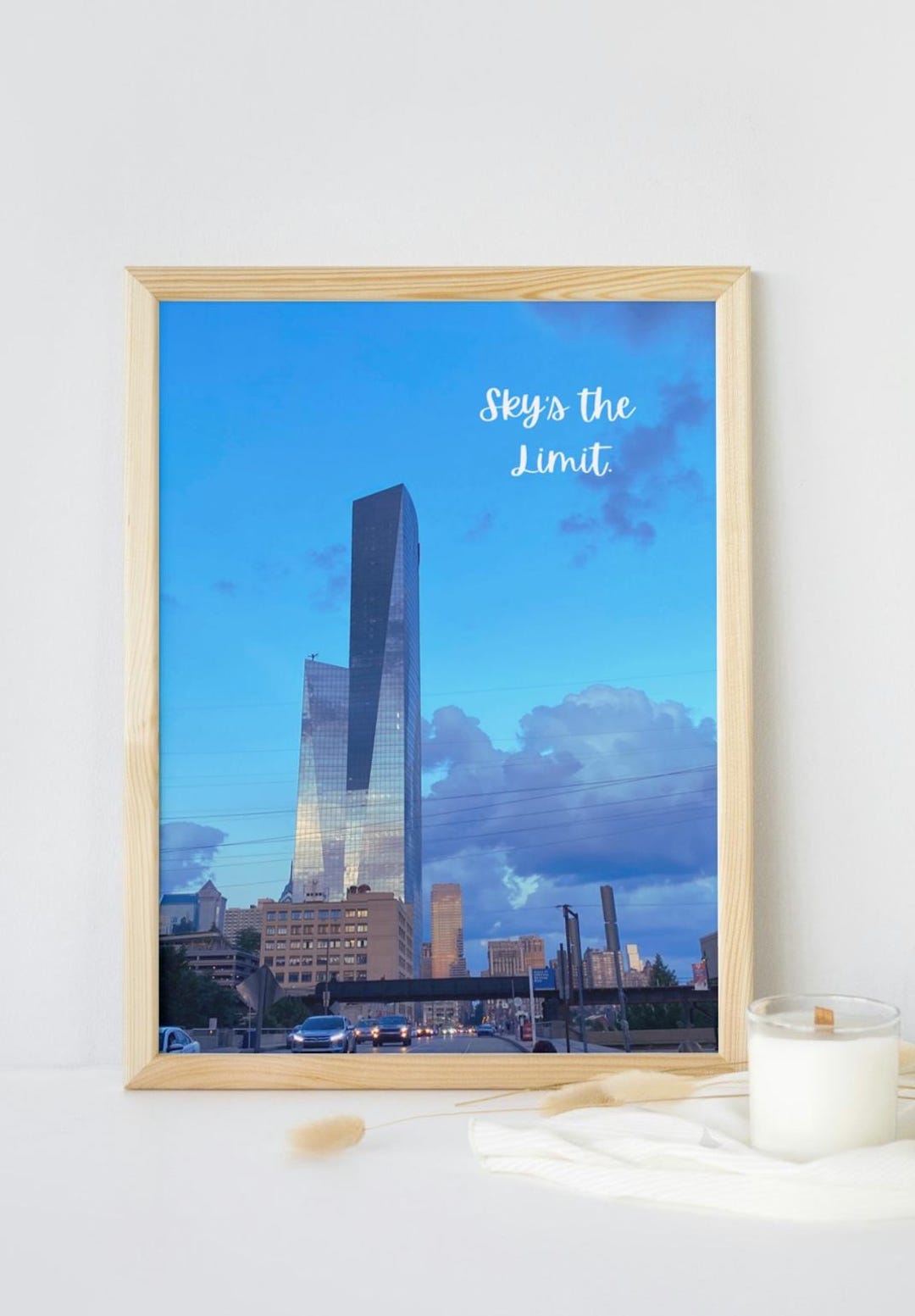 Sky's the Limit Home Office Classroom Inspirational Poster Skyline ...