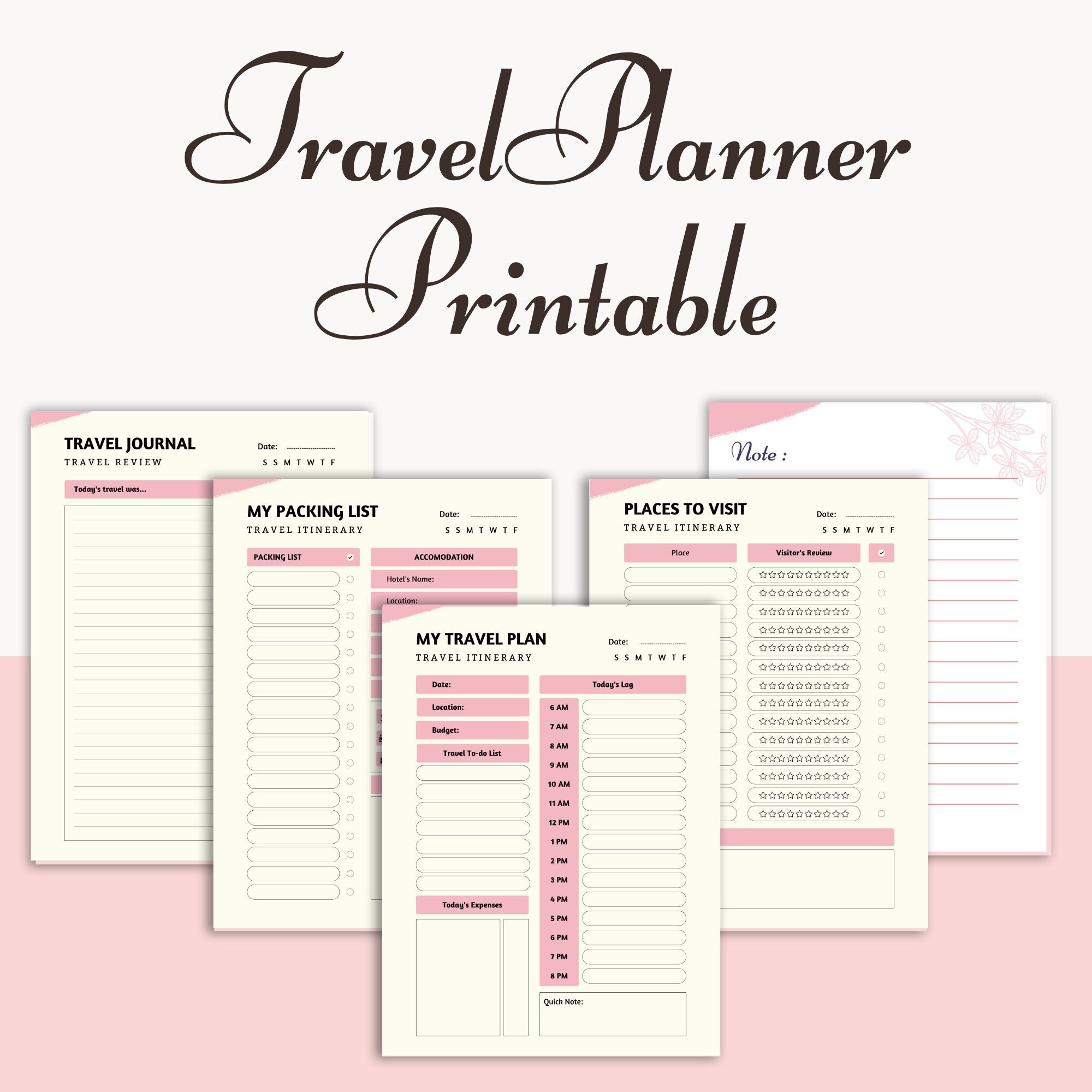 Printable Travel Planner Digital Travel Planner Travel Planner Template ...
