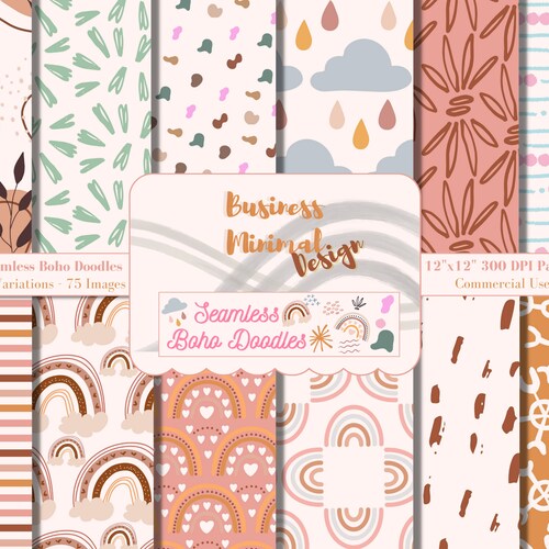 10 Boho Seamless Digital Papers Boho Scrapbook Paper Boho - Etsy