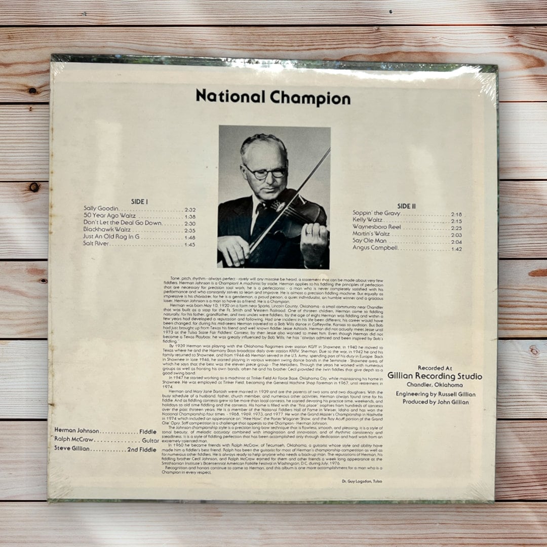 1970's Vintage Herman Johnson Vinyl Record, National Fiddle Champion ...