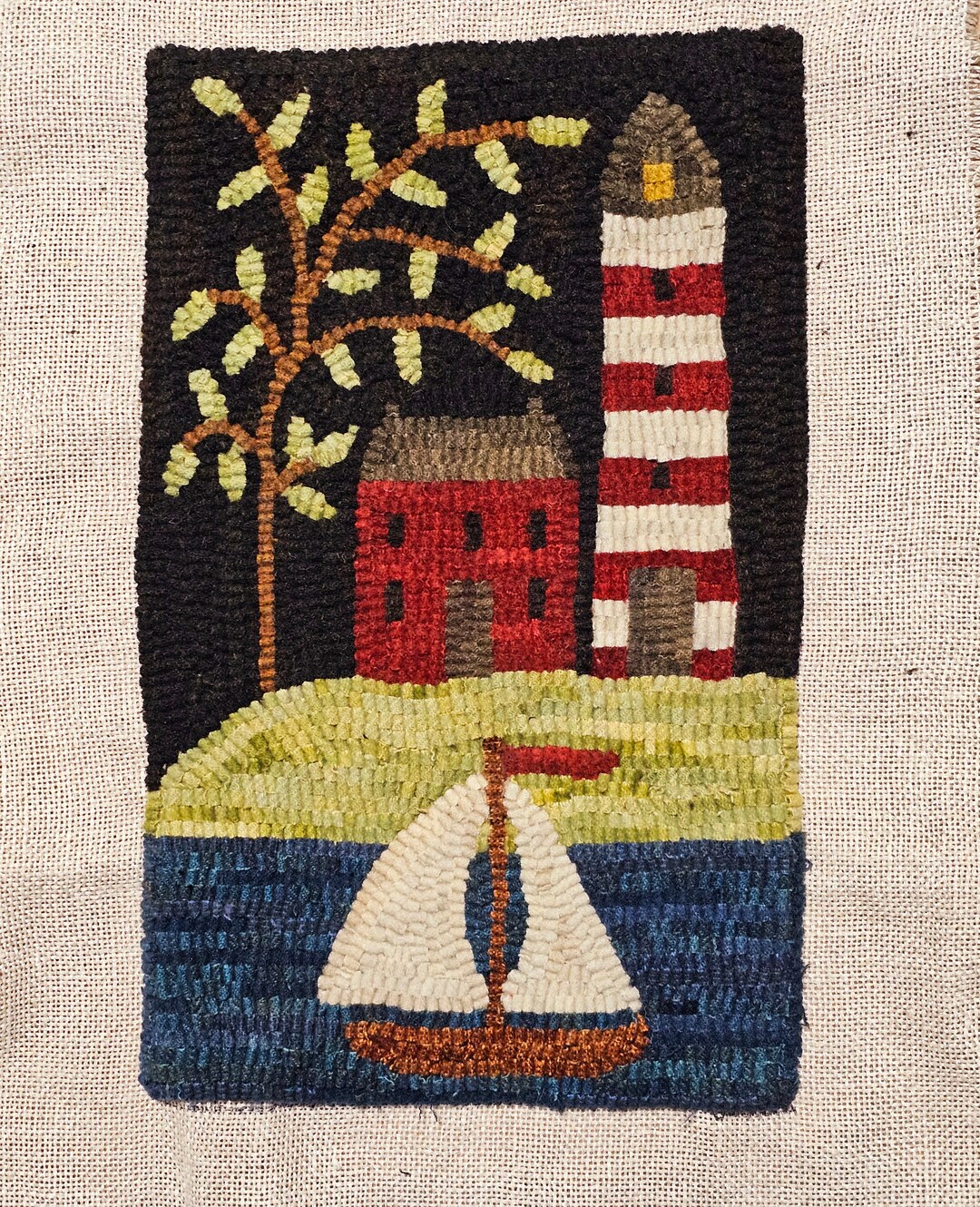 Finished Primitive Hand Hooked Wool Rug Summer Folk Art - Etsy
