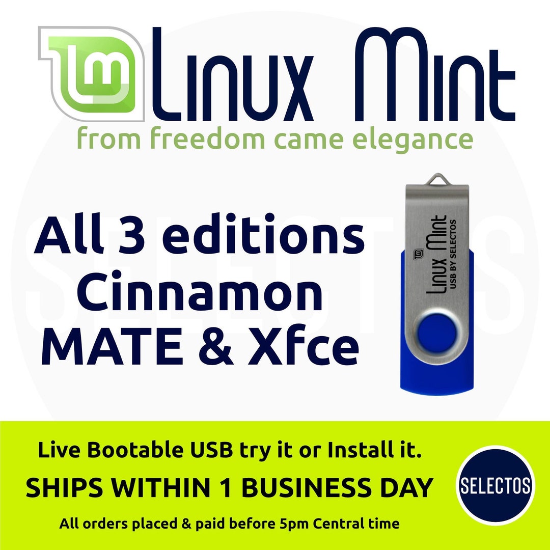 Linux Mint 22.1 Xia Cinnamon MATE Xfce LTS 64bit All Three in a USB-A ...