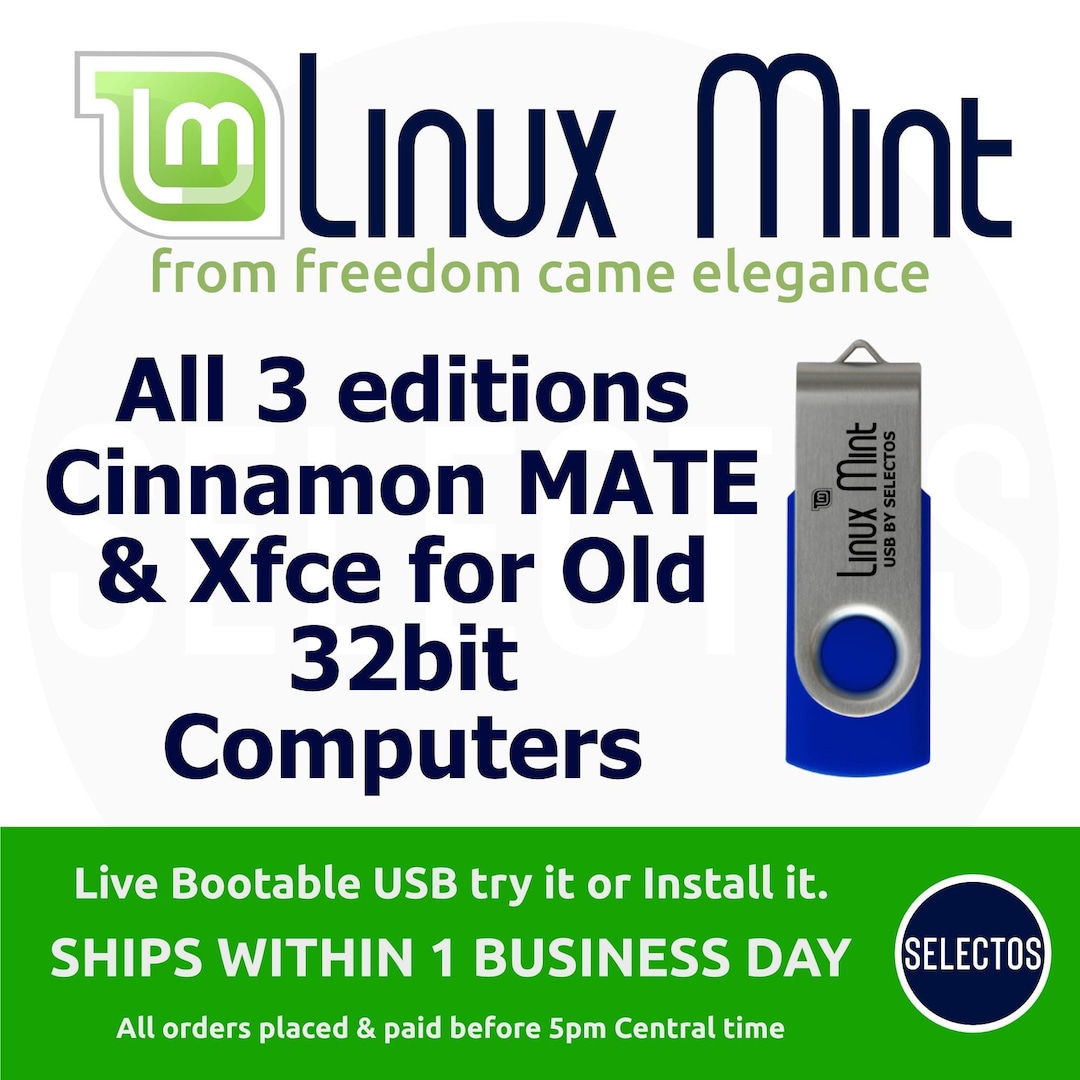 Linux Mint 19.3 Bootable USB: Cinnamon, MATE & Xfce for 32bit Computers ...