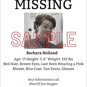 Stranger Things Missing Poster Barbara Holland - Etsy