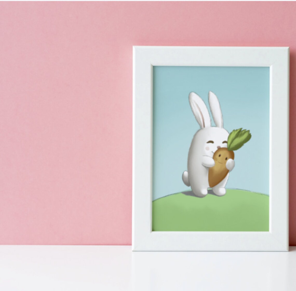Digital Download Printable Wall Art Bunny and Carrot Hugging Cute Hand ...