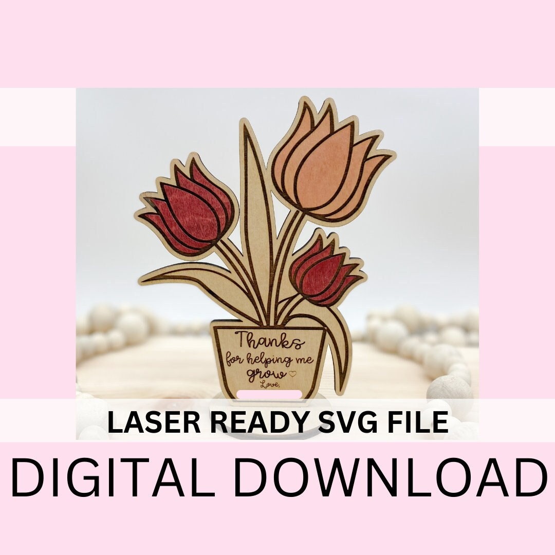 Wooden Flower SVG File, Flower Stand SVG, Wood Bouquet SVG, Laser Cut ...