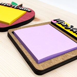 Teacher Post It Note Holder, Wood Post It Note Holder, Pencil Sticky ...