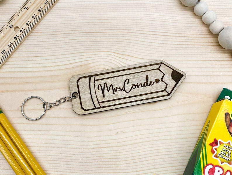 Teacher Pencil Keychain Custom Teacher Gifts Teacher Name - Etsy