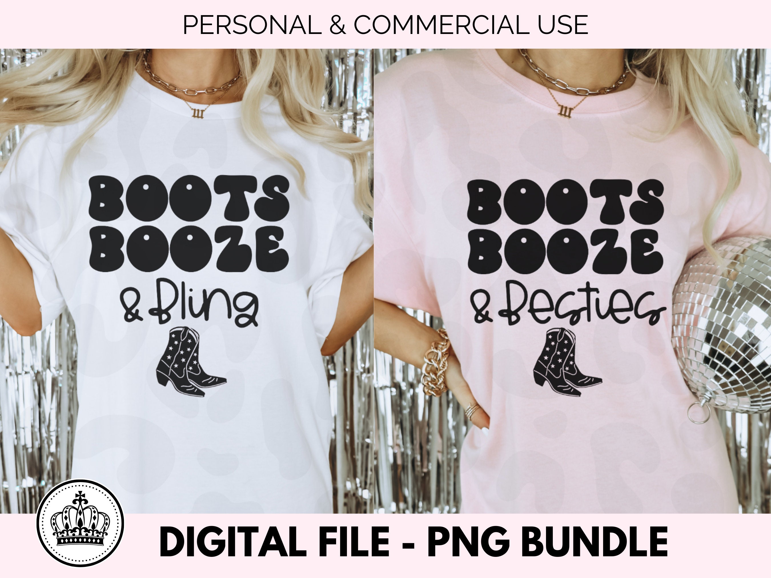 Boots Booze and Bling PNG, Bachelorette Party Shirts, Bride Squad ...