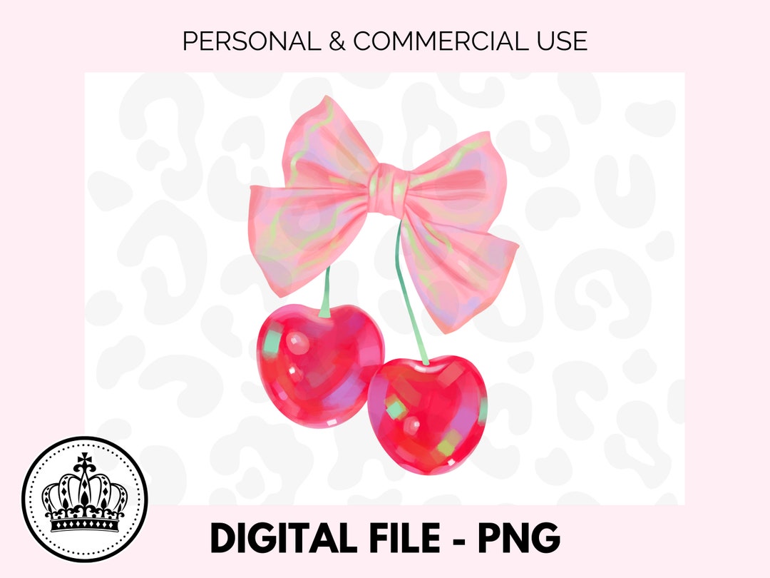 Y2K Cherries PNG - Digital Design - Coquette Y2K Design - Girly Bow PNG ...