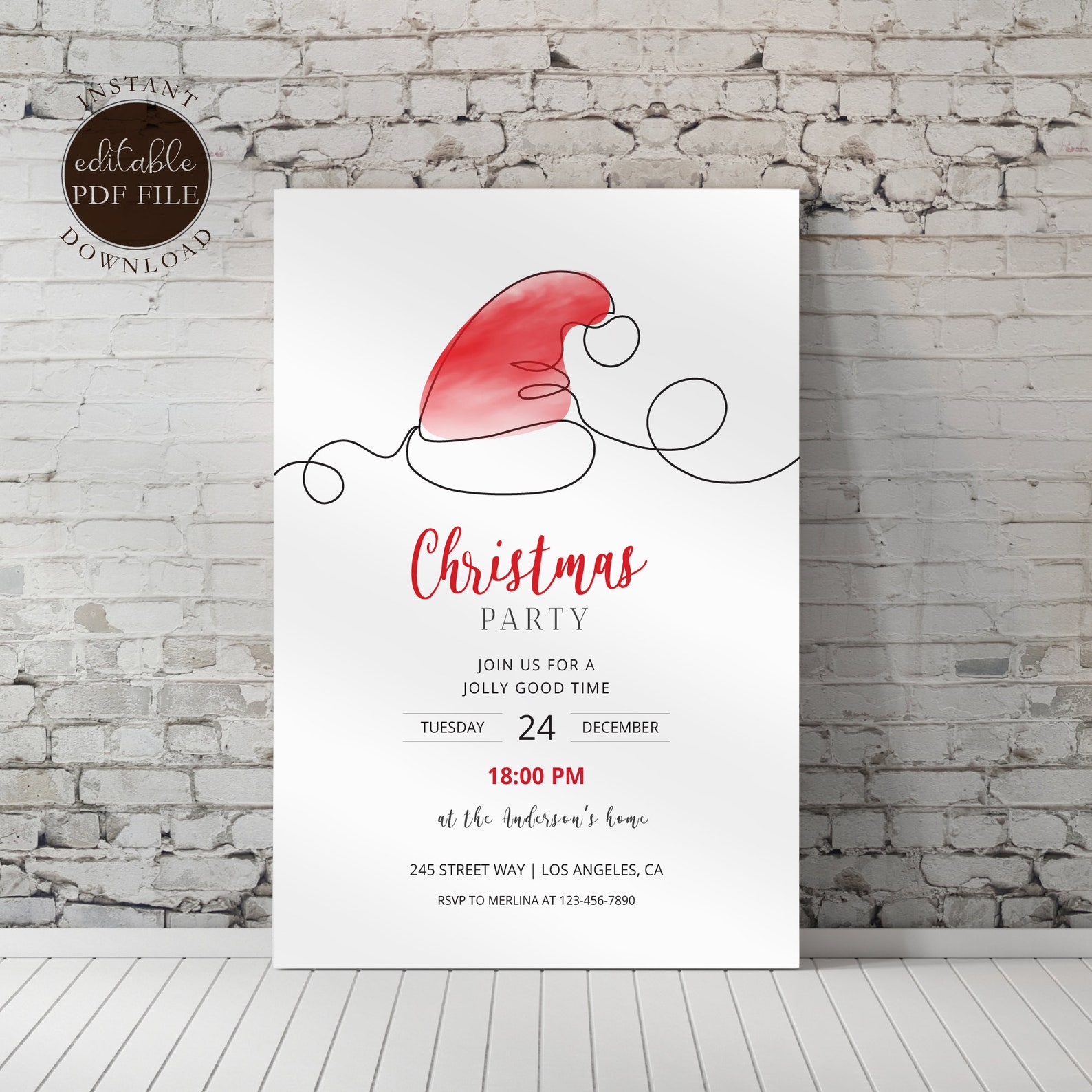 Editable Christmas Tree Invite, Work Christmas Party Invitation ...