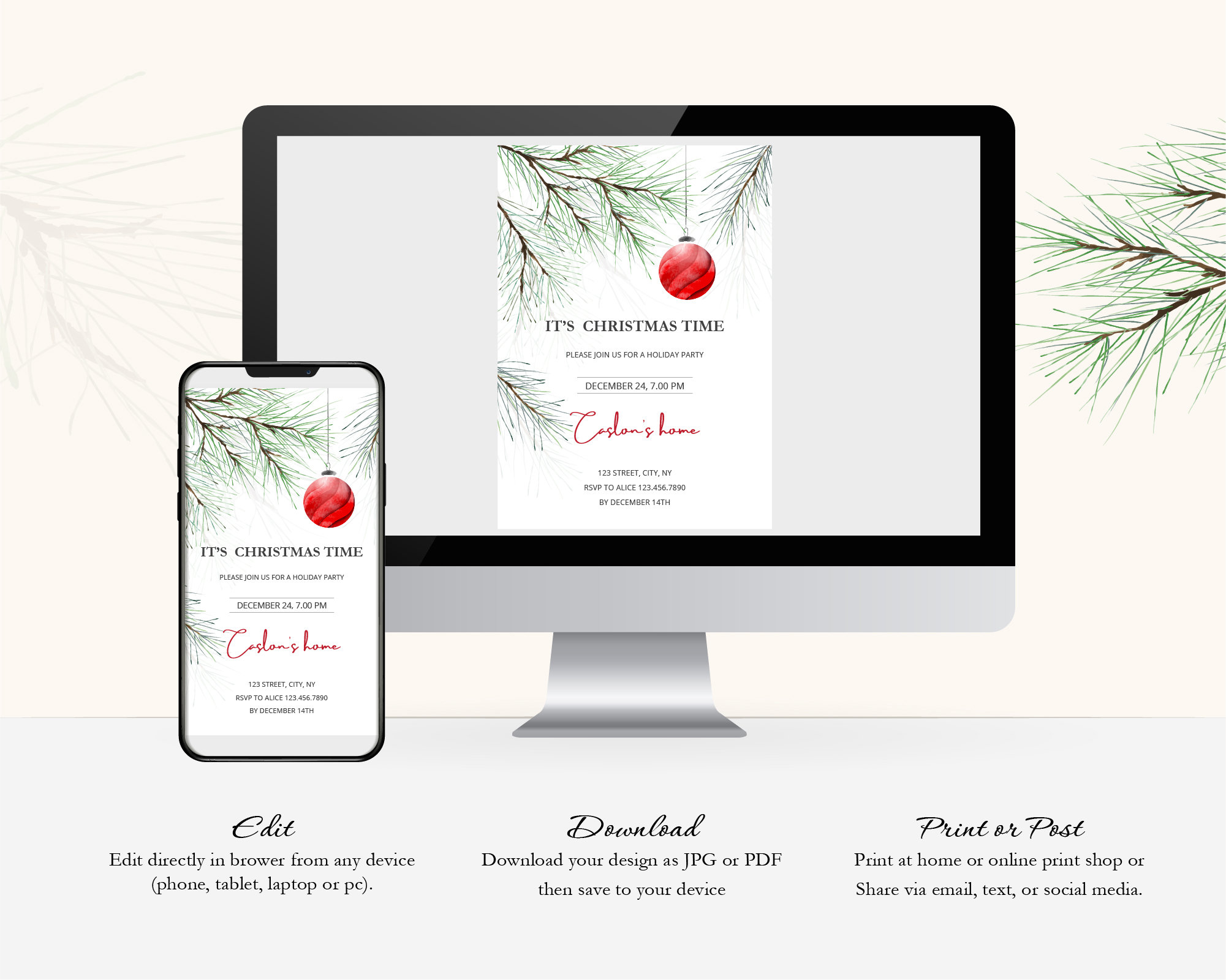 Editable Christmas Party Invitation Christmas Party - Etsy