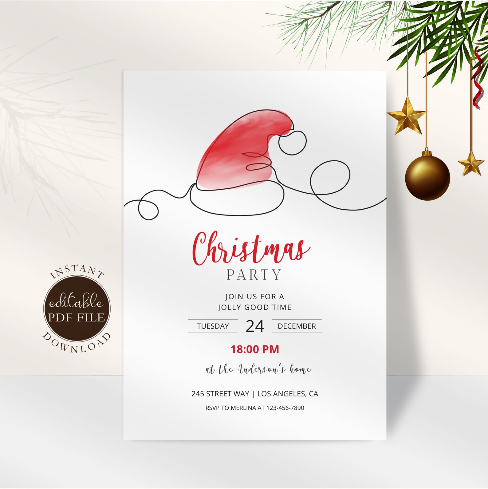 Editable Christmas Tree Invite, Work Christmas Party Invitation ...