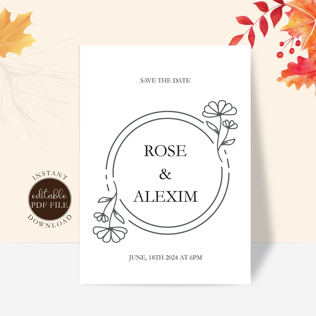 Editable Wedding Invitation, Printable Wedding Invitation, Minimal ...