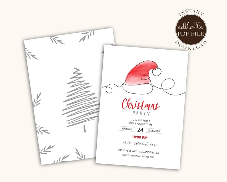 Editable Christmas Tree Invite, Work Christmas Party Invitation ...