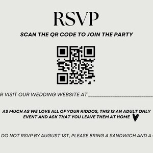 Editable RSVP Card With QR Code | Digital Download | Customizable ...